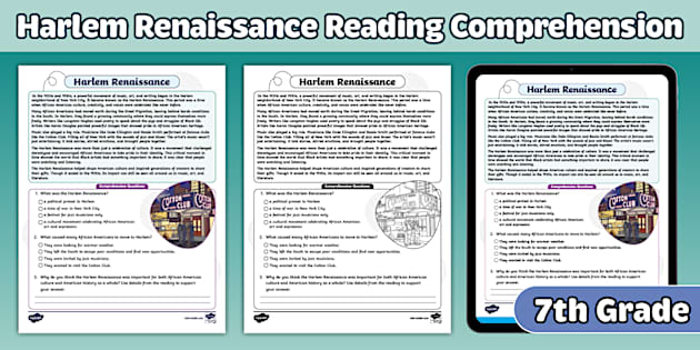 7th Grade Harlem Renaissance Reading Passage Comprehension