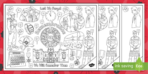 Remembrance Day Doodle Colouring Pages (teacher made)
