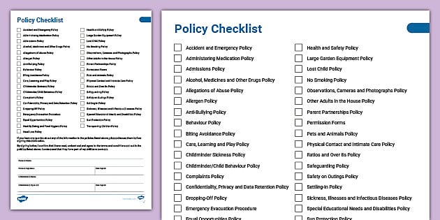 FREE! - Childminder Policies Checklist (Teacher-Made)