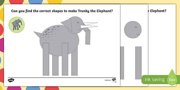 FREE! - Elephant Shape Worksheet / Worksheet Pack to Support Teaching ...
