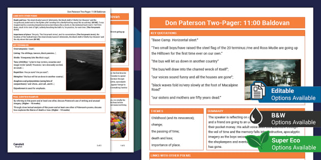 Don Paterson Two-Pager: 11:00 Baldovan (Lehrer gemacht)