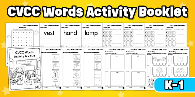CVCC Words Activity Booklet for K-1st Grade