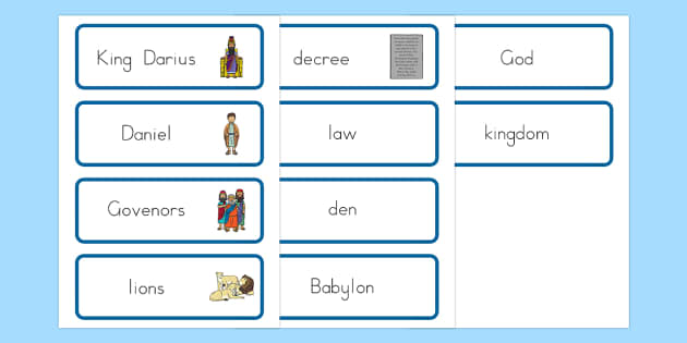 Daniel and the Lion's Den Word Cards (teacher made) - Twinkl