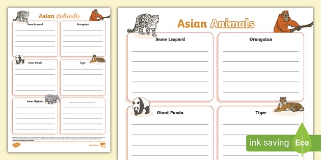 Asian Animals Fact File Template, Asian Animals - Twinkl