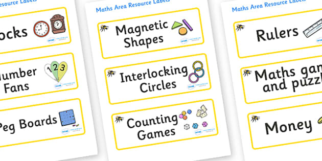 FREE! - Bumble Bee Themed Editable Maths Area Resource Labels