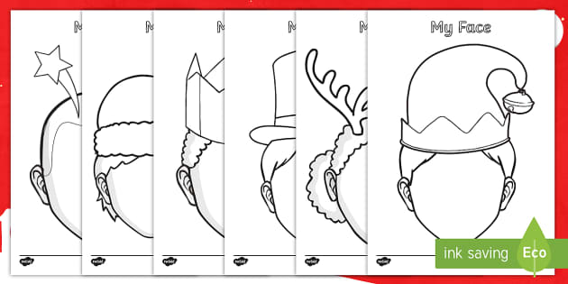 Chirstmas Themed Blank Faces Template Activity - Twinkl