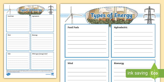 Types of Energy Fact File Template (teacher made) - Twinkl