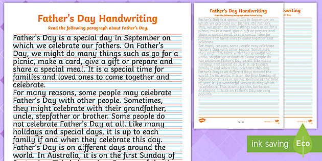 Father's Day Handwriting Worksheet - English - Twinkl