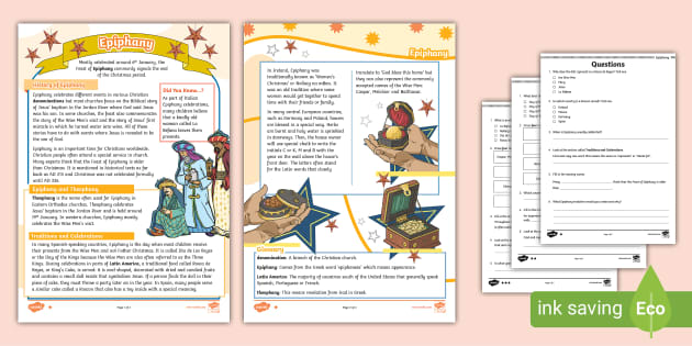 UKS2 Epiphany Differentiated Reading Comprehension Activity