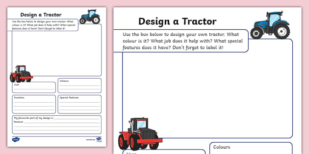 Design a Tractor Worksheet (teacher made) - Twinkl