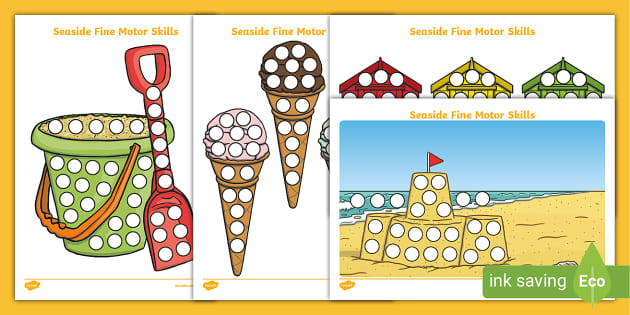 Seaside Button Placing Worksheet - Summer Activity