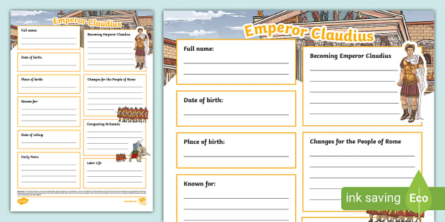 Emperor Claudius Fact File Template - Twinkl
