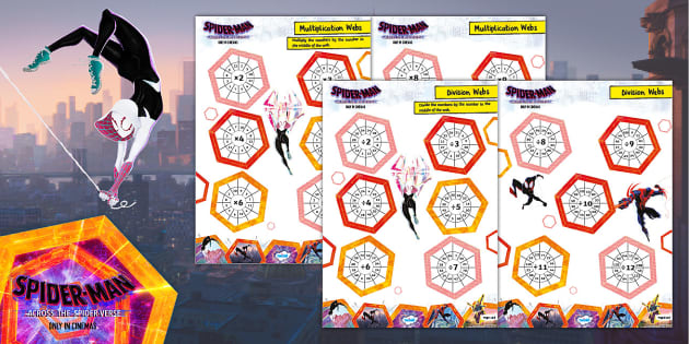 FREE! - 👉 Spider-Man: Multiplication/Division Webs