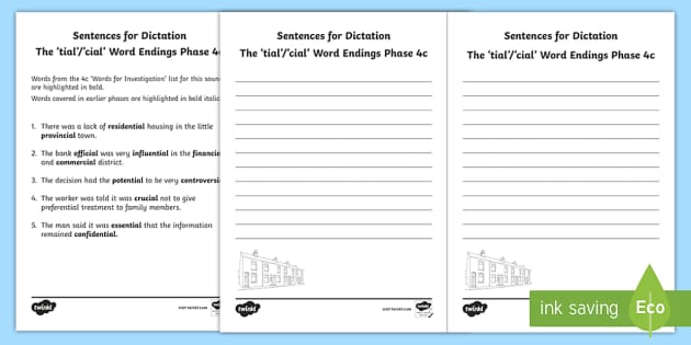 Northern Ireland Linguistic Phonics Stage 5 and 6, Phase 4c, 'tial' and ...