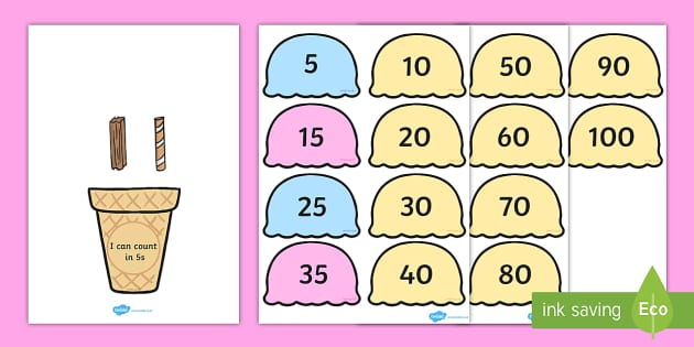 Counting in 5s Ice Cream Cone Ordering Activity