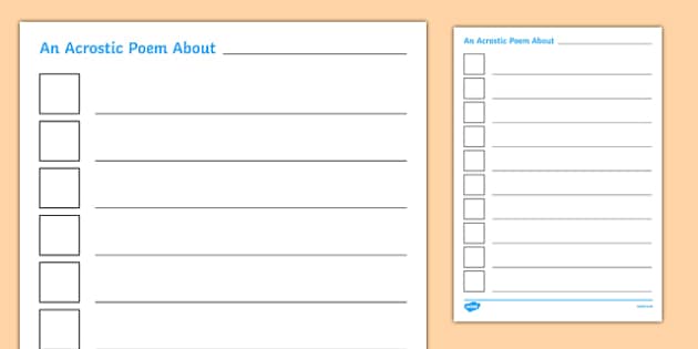 All About Me Poem Template Acrostic Poems Twinkl