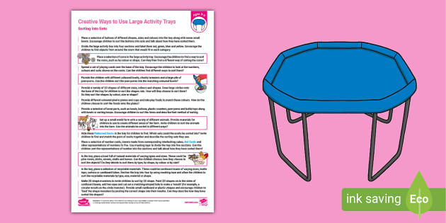 EYFS Large Activity Trays: Sorting into Sets - Twinkl