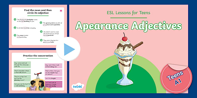 ESL Appearance Adjectives PowerPoint [Teens, A1] - Twinkl