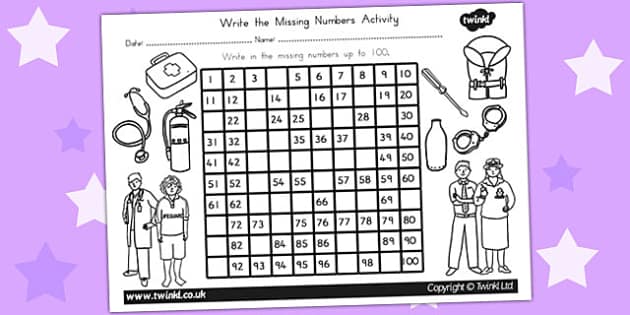 People Who Help Us Missing Numbers Number Square - counting aid People Who Help Us Missing Numbers Number Square - counting aid