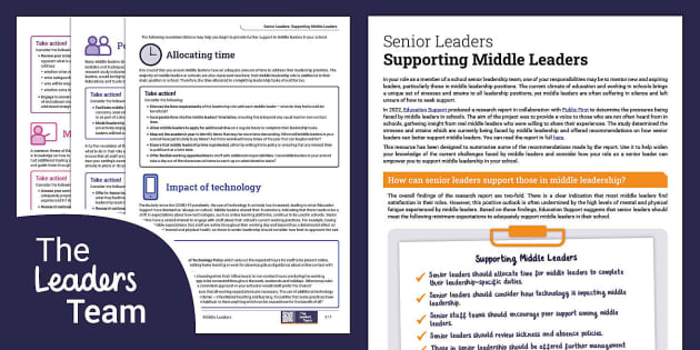 Senior Leaders: Supporting Middle Leaders (teacher made)