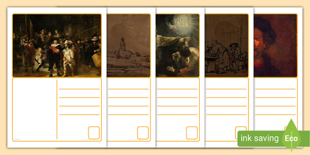 FREE! - Rembrandt Themed Postcards (teacher made) - Twinkl
