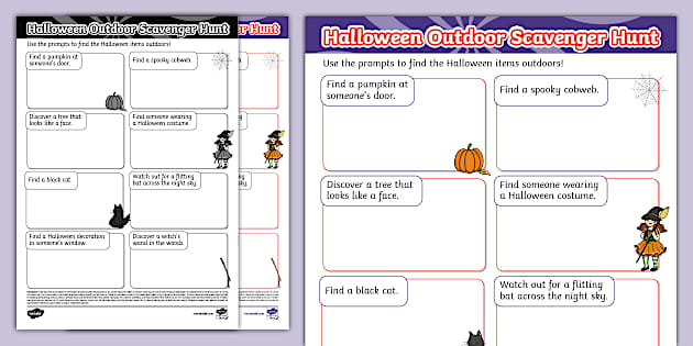 Halloween Outdoor Scavenger Hunt Worksheet