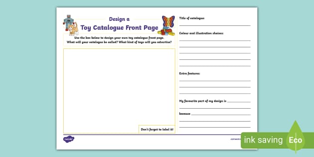 * NEW * Design a Toy Catalogue Front Page Worksheet - Twinkl