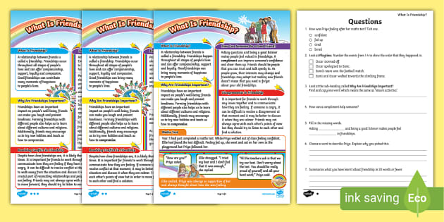 UKS2 What Is Friendship Differentiated Reading Comprehension