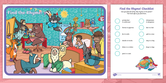 * NEW * Stop Telling Fibs! Find the Rhyme Poster and Checklist