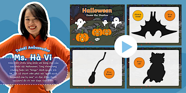 PowerPoint Game Tiếng Anh | Nhìn Bóng Đoán Vật Halloween