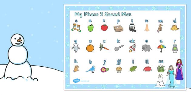 Cursive Winter Fairytale Themed Phase 2 Sound Mat - Twinkl