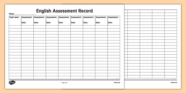ROI English Assessment Record-Irish