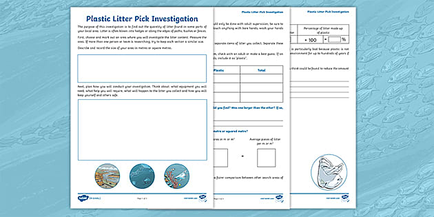 UKS2 Plastic Litter Pick Investigation Activity | Twinkl
