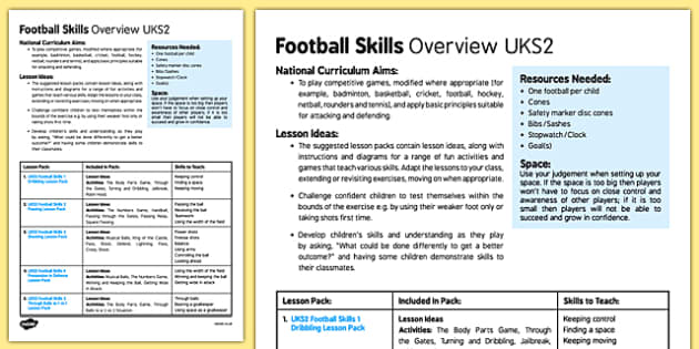 List of Skills for Football | UKS2 Overview (teacher made)