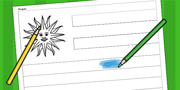 Uruguay A4 Colouring Flag (teacher made) - Twinkl