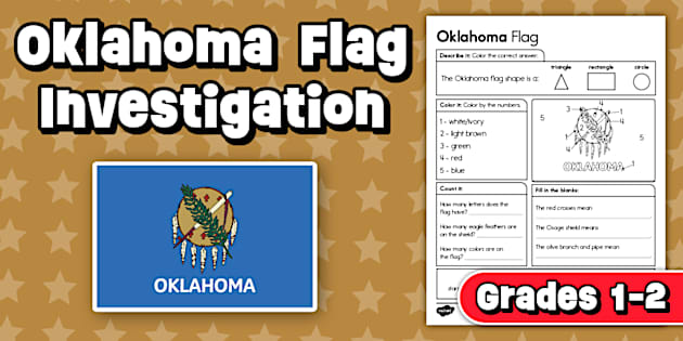 Oklahoma Flag Investigation Worksheet for 1st-2nd Grade