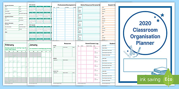 2020 Classroom Organisation Planner and Calendar