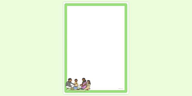 Simple Blank Family Eating Together Page Border | Twinkl