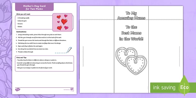 KS2 Mother's Day Card for Two Mums Craft Instructions - English