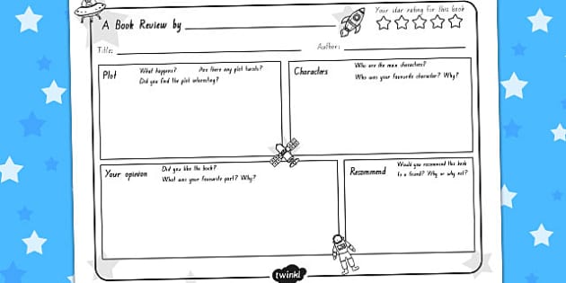 Space Themed Book Review Sheet (teacher made)