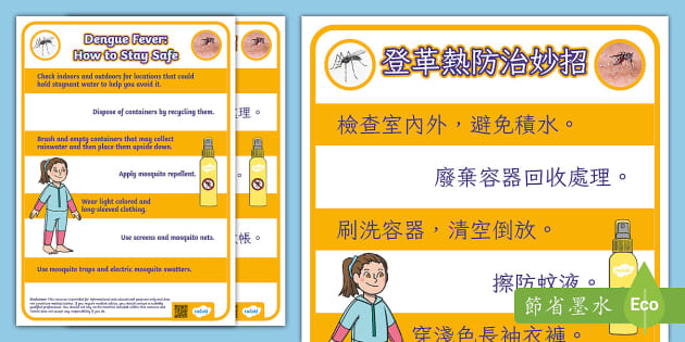 * NEW * Dengue Fever Display Poster｜登革熱海報｜中英雙語