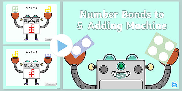 Number Bonds to 5 Adding Machine PowerPoint (teacher made)