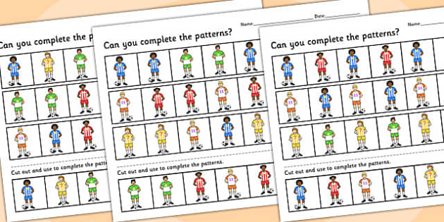 Football Complete the Pattern Worksheet -Twinkl - KS1