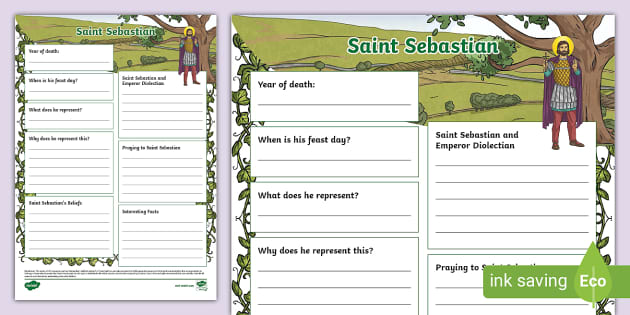 Saint Sebastian Fact File Template (teacher made) - Twinkl
