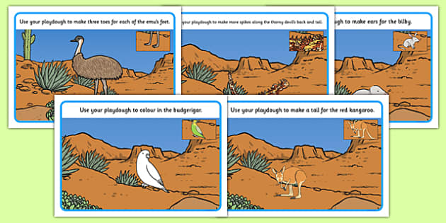 Australian Desert Animals Playdough Mats - Twinkl