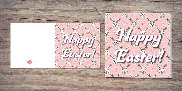 Pink Easter Bunny Pattern Card | Twinkl Party (Teacher-Made)