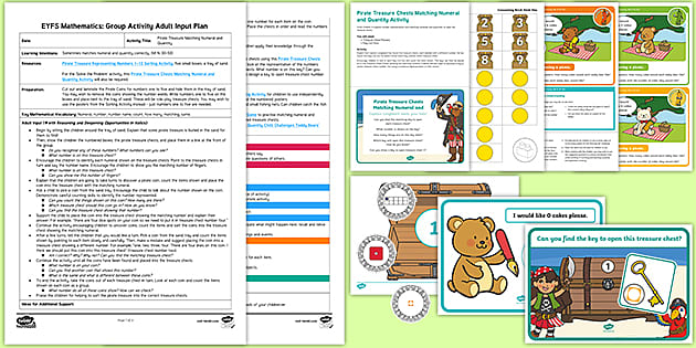 Kindergarten Maths Pirate Treasure Matching Numeral & Quantity Plan