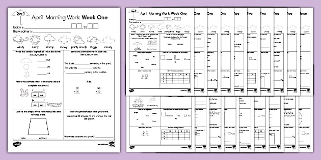 First Grade April Morning Work Bundle (teacher made)