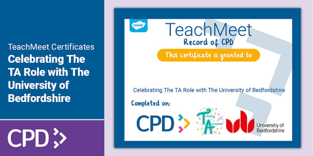 FREE! - TeachMeet Certificate - Celebrating The TA Role With The ... FREE! - TeachMeet Certificate - Celebrating The TA Role With The ...