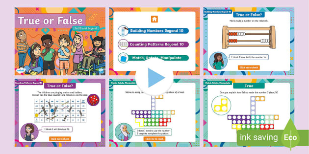 👉 EYFS Maths True or False PowerPoint: To 20 and Beyond